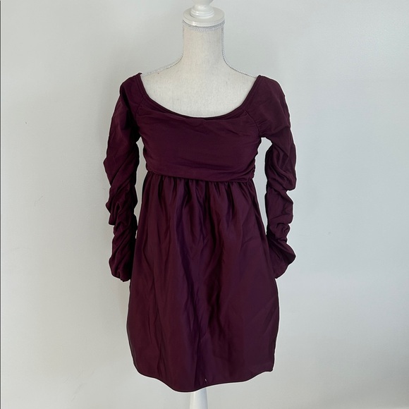 Zara | Dresses | Zara Elegant Burgundy Purple Long Sleeve Dress Large ...